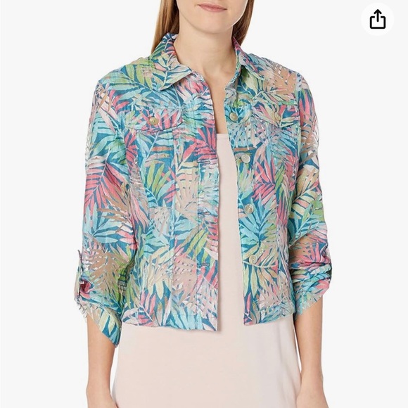 Ruby Rd. | Jackets & Coats | Ruby Rose Tropical Palms Jacket | Poshmark